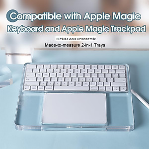 Pikioraz 2 in 1 Tray for Apple Magic Keyboard and Magic Trackpad, Keyboard/Touchpad Stand Holder for Tidy Desktop, Stylish Clear Acrylic