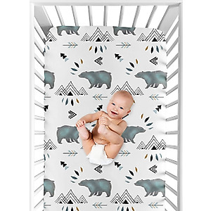 Baby or Toddler Fitted Crib Sheet for Bear Mountain Watercolor Collection by Sweet Jojo Designs