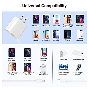 iPhone Fast Charger Block, [MFi Certified] 2Pack Wall Charger Plug and USB C to Lightning Cable Cord 6ft, Apple 14 Pro Charging Power Adapter Cube Brick for iPhone 14 Pro Max/13 Mini/12/11/8Plus,iPad