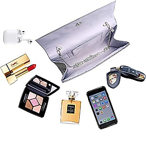 Dasein Women's Evening Bag Glitter Clutch Wedding Bridal Purse Sparkle Cocktail Party Prom Handbag (Silver + silver hardware) One Size