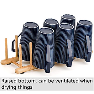 Dicunoy 3 Pack Wooden Plate Holder, Bamboo Wood Peg Dish Racks, Pot Lid Holder Organizer Drying Rack for Kitchen Cabinets, Bowls, Coasters, Cups, Cutting Board, Food Container Lids