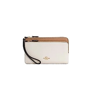 Coach Double Zip Leather Wallet In Colorblock Chalk Multi Style no. C7368