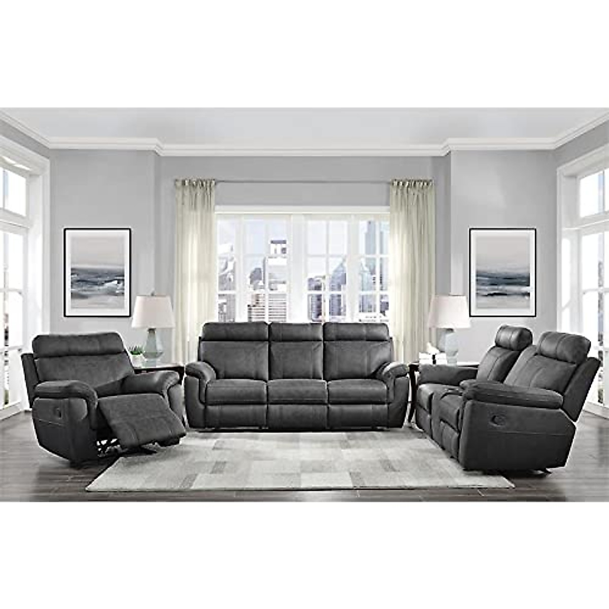 Lexicon Valois Double Glider Reclining Loveseat, Gray