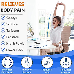 Gel Seat Cushion, Large Cooling Gel Cushion Breathable Honeycomb Chair Pads Gel Cushion with Non-Slip Cover for Home Office Chair Car Seat Wheelchair Absorbs Body Pressure Points, As Seen on TV