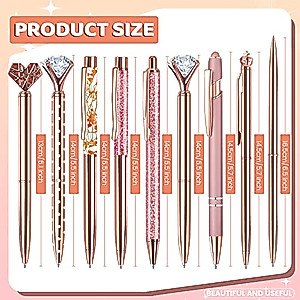 Airevesket 9 PCS Rose Gold Ballpoint Pen Set, Rose Gold Desk Accessories, Crystal Diamond Pen Black Ink Rose Gold Pens, Metal Ballpoint Pens for Office Gifts Wedding Gifts Party Supplies(Rose Gold)