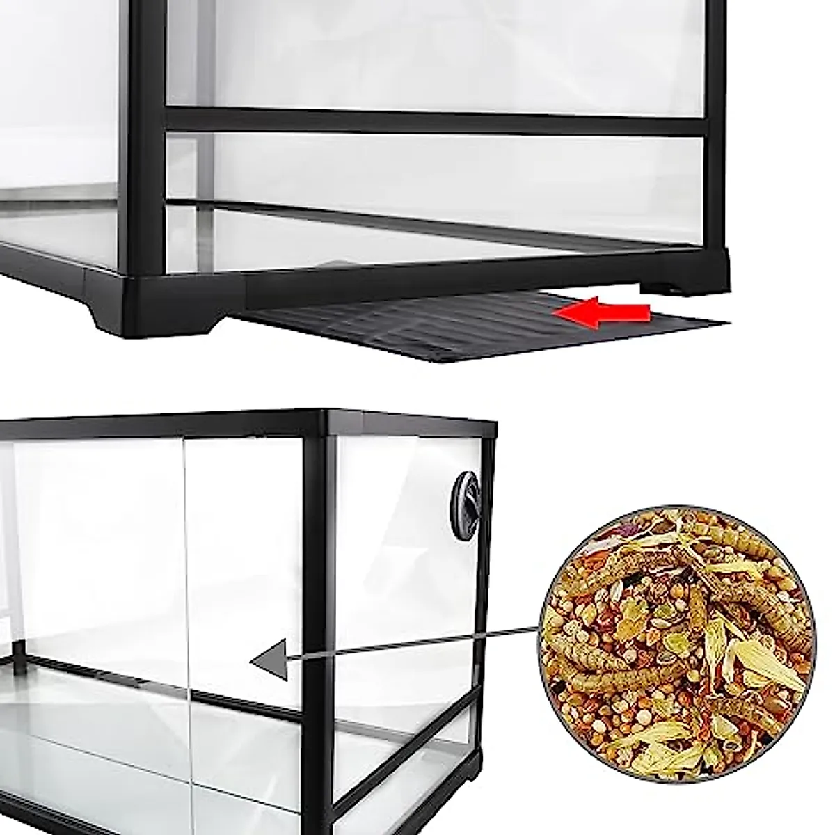 AIICIOO Reptile Glass Tank - 24 x 18 x 18 Inches Knock Down Full View Natural Terrarium for Chameleon Gecko Corn Snake Iguana & Lizard Aquarium
