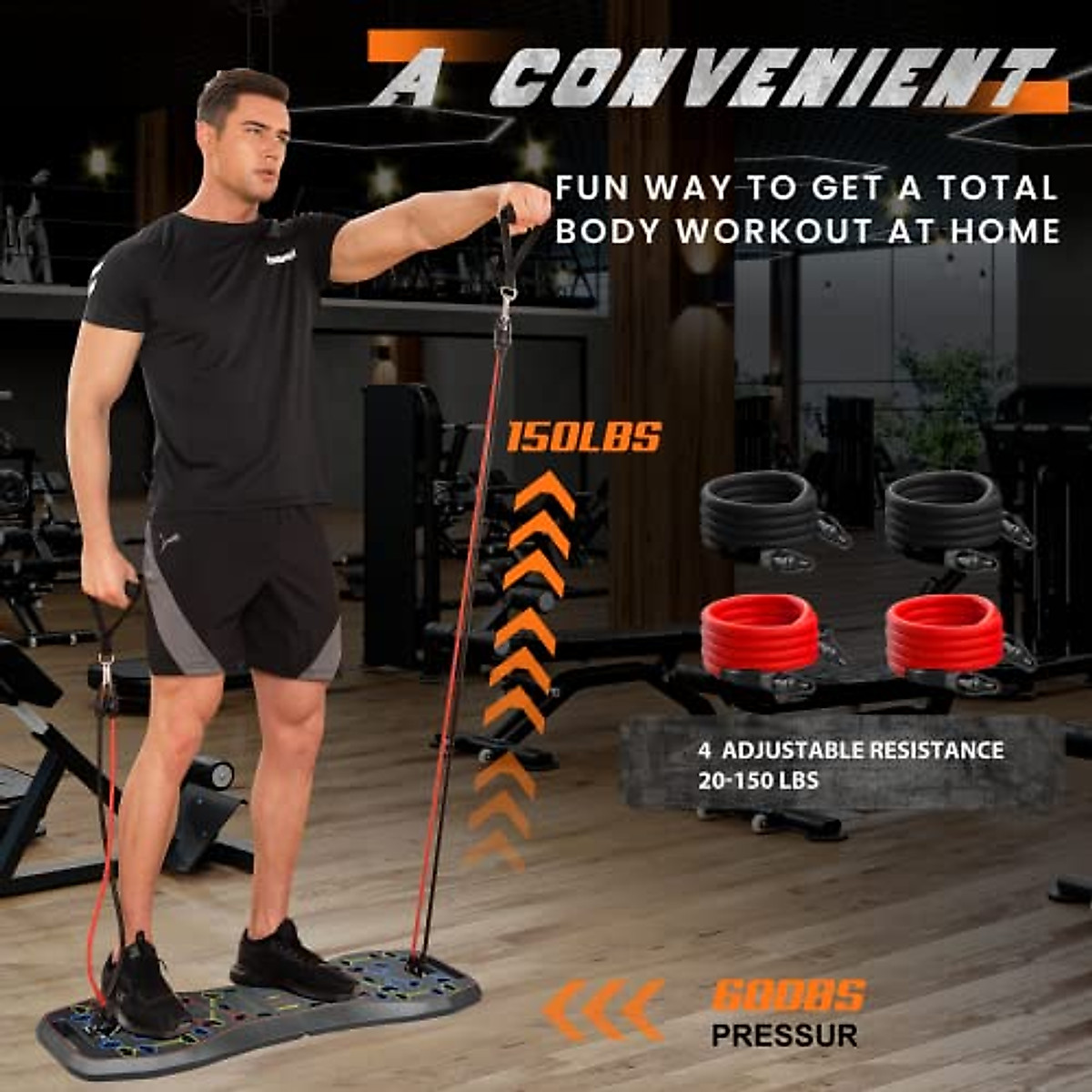 LALAHIGH Home Workout Equiptment: Portable Exercise Push Up Board, Strength Training Sets with Pilate Bar & 20 Fitness Accessories with Resistanve Bands & Ab Roller Wheel - Full Body Workout