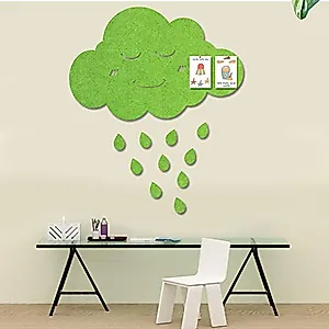 Cloud Smiley Decorative Wall Panel, Felt Photo Wall Note Board Bulletin Board Display Board, with a Box of thumbtacks (120x78cm)