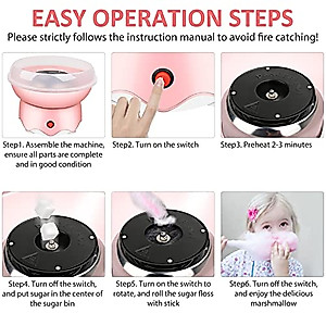 Cotton Candy Machine for Kids,Candy Floss Maker,Portable Cotton Candy Maker,DIY Marshmallow Machine with Large Splash-Proof Plate for Home Birthday Family Party Cinema (Pink)