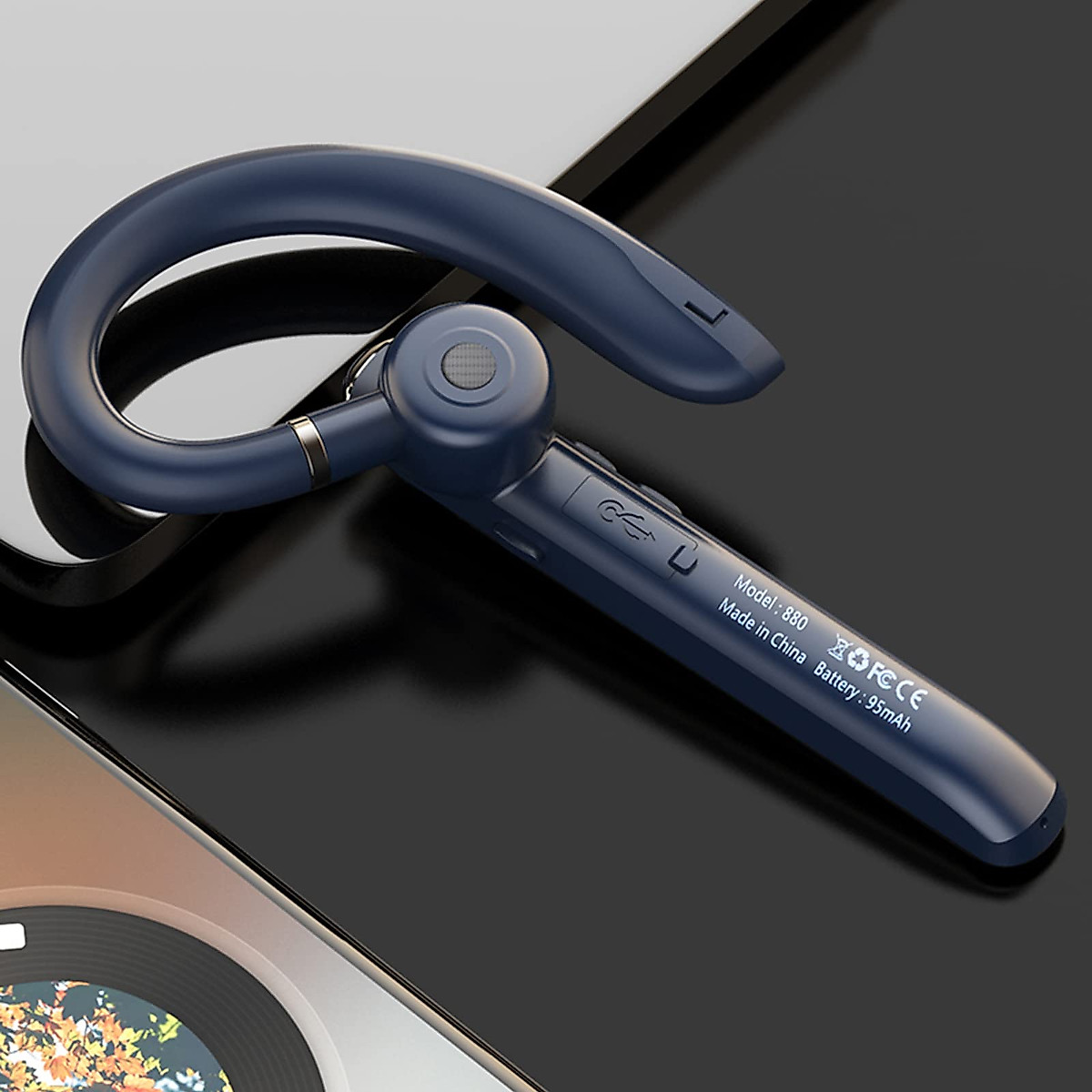 Lymoc Non in-Ear Design Bluetooth Earphones,ENC Wireless Earpieces Noise Cancelling 180 Degree Ear Hooks Headsets Handsfree with Mic Compatible for iPhone Android Business/Office/Driver