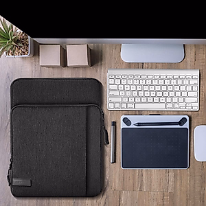 MoKo 12.9 Inch Tablet Sleeve Bag Carrying Case with Pockets Fits 13 Inch New iPad Pro M4 & Air M2 2024, iPad Pro 12.9 M2&M1, Surface Laptop Go 12.4", Galaxy Tab S8+/S9+ 12.4", Black & Gray