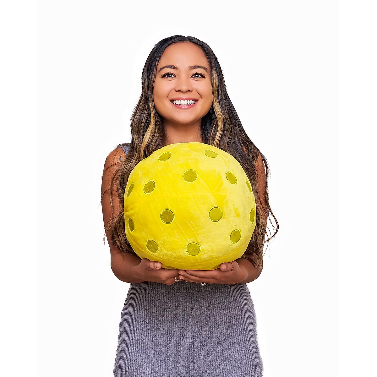 TILTECH Pickleball Pillow - Huggable Plush Pickleball Cushion, 12" Soft & Comfortable Stuffed Pickleball Gift, Realistic and Funny Pillow, Gifts for Pickleball Lovers, Sports Pillow