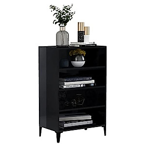 MBFLUUML Shoe Cabinet Wine Cabinet Sideboard High Gloss Black 22.4"x13.8"x35.4" Engineered Wood for Dining Room, Living Room, Bedroom