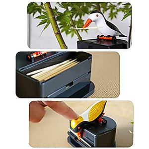 Hinder Toothpick Dispenser,Automatic Bird Toothpick Box Bird Woodpecker Toothpick Dispenser Table Toothpick Box Case Storage