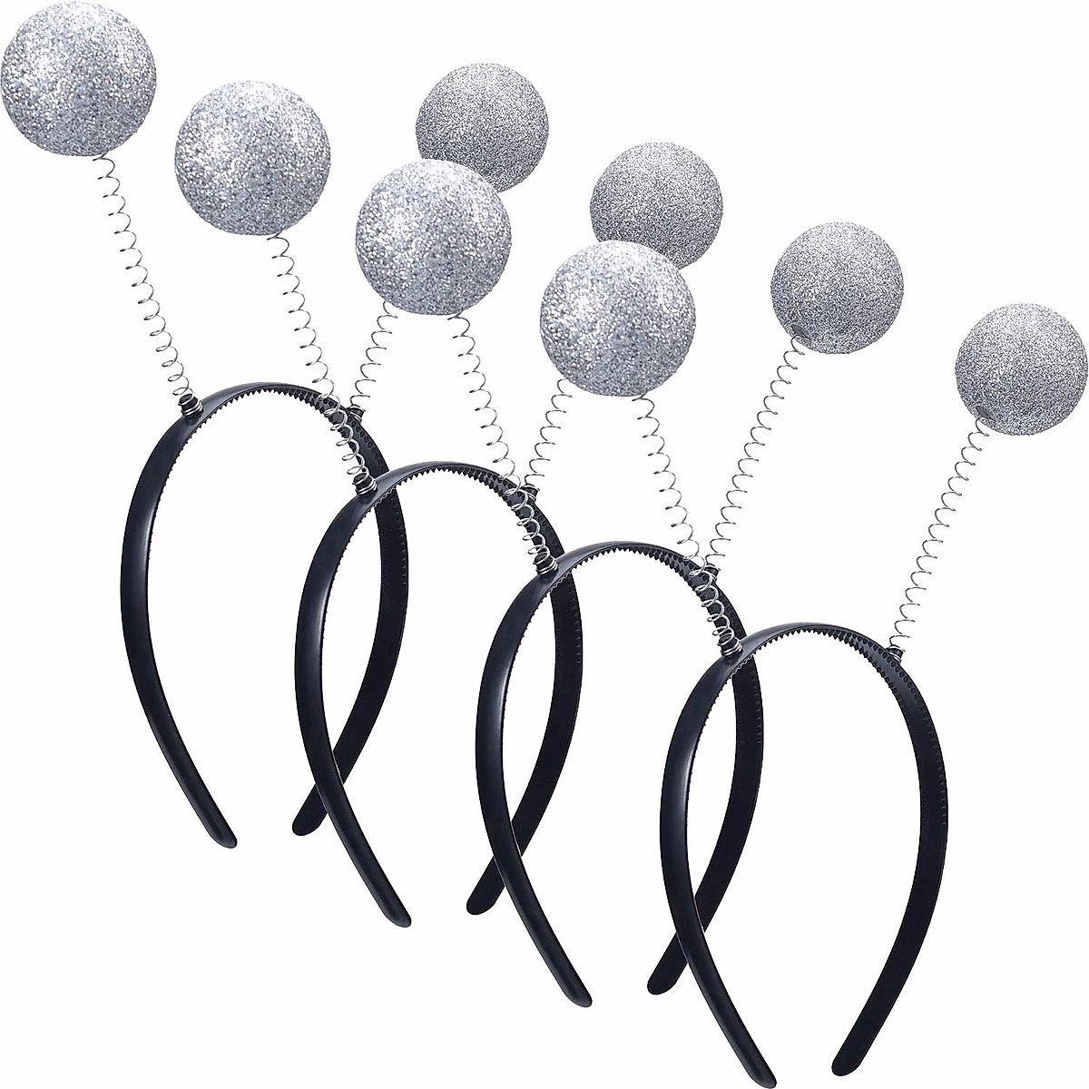 4 Pieces Martian Antenna Headband Alien Headband Boppers Silver Ball Head Boppers for Halloween Party Costume Supplies