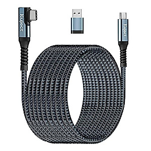 Kuject Link Cable 20FT Compatible for Quest 2/1/Pico 4, Nylon Braided Long Cable Accessories for Rift S/Steam VR Games, USB 3.0 Type C to C High Speed Data Transfer Charging Cord for Gaming PC