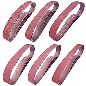 Sackorange 18 Pack 1-1/2 x 30 Inch Sanding Belts For Pipe Tube Polisher Sander- 3 Each of 60 80 120 150 240 400 Grit Aluminum Oxide Sander Belts (1-1/2" x 30")