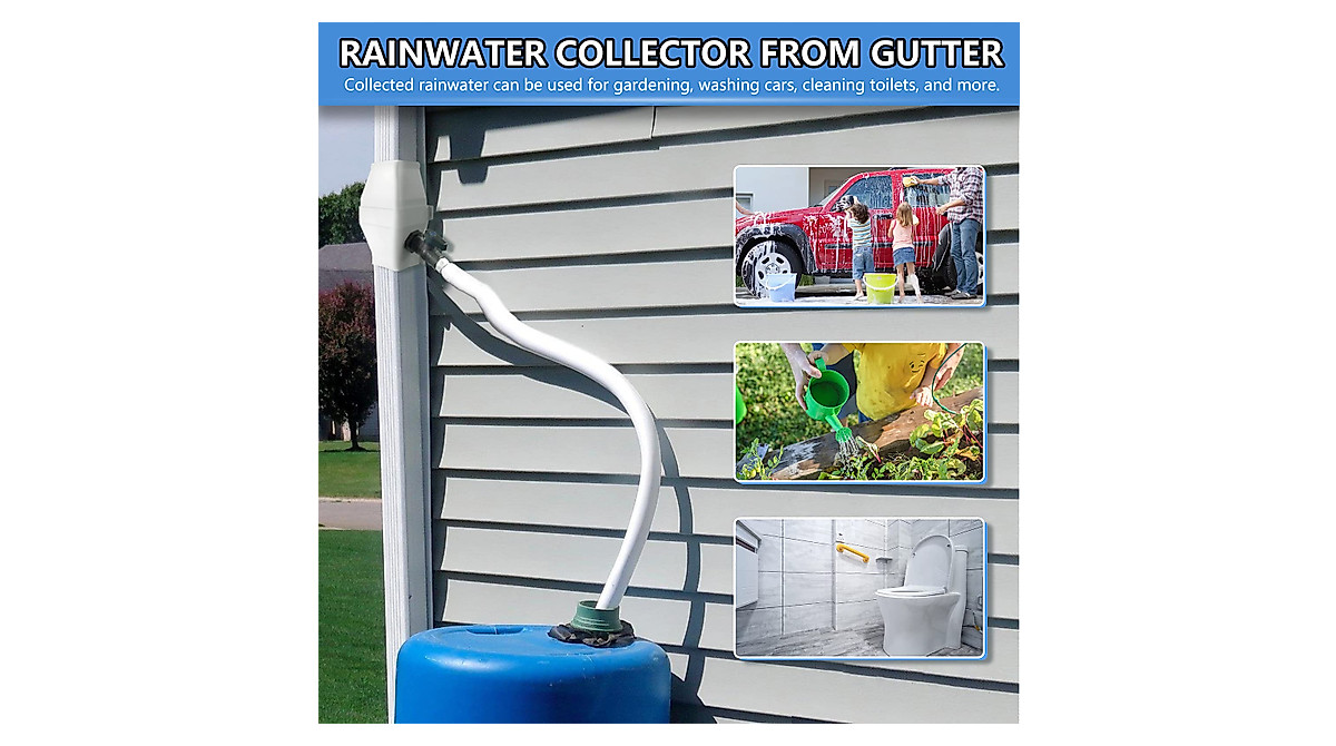 Rainwater Collection System for Downspouts | PVC Rain Diverter