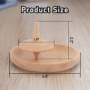 Wooden Spinning Tops with Base(2 Set),Concentration Boosting,Adult Desktop Toys for Office, Balance & Coordination Skills for Kids,Fun,Gift