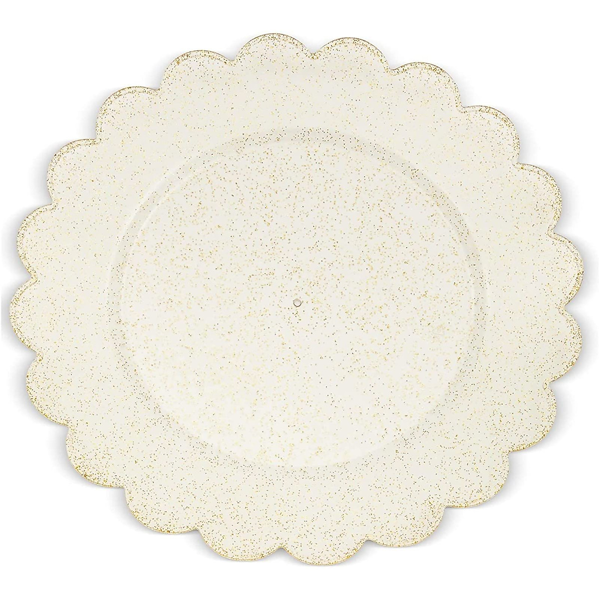 BLUE PANDA 50-Pack Gold Plastic Plates - Gold Glitter Plates with Scalloped Edges, Disposable for Birthdays, Weddings, Bridal Shower, 9 inches