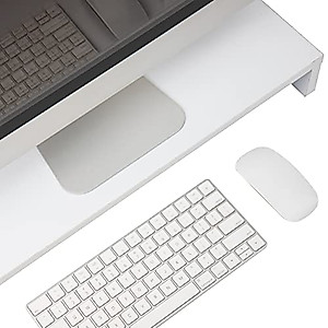 Mind Reader Woodland Collection, Monitor Stand 33 lb. Capacity, Desktop Organizer, Set of 2, 21" L x 9.5" Wx 3.25" H, 2 Pack, White