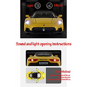 Alloy Collectible Yellow Maserati MC20 Model Cars Pull Back Vehicles Diecast Toy
