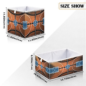Emelivor Basketball Cube Storage Bin Collapsible Storage Bins Waterproof Toy Basket for Cube Organizer Bins for Nursery Toys Kids Books Closet Shelf Office - 11.02x11.02x11.02 IN
