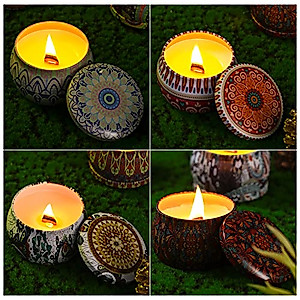 Ziosxin 12 Pcs Scented Candles Gift Set 4.4oz，Soy Wax Candles, Wooden Wick Candle Aromatherapy Candles for Home，Pure Natural Fragrance, 12 Kinds of Fragrance