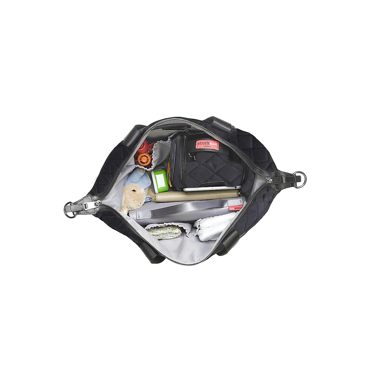 Storksak Stevie Quilt Diaper Changing Bag, Black