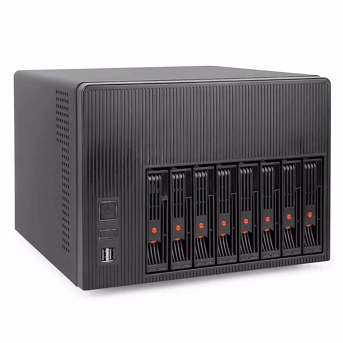 AUDHEID K7 8 Bay NAS Case, Computer Enclosures Compatible Micro-ATX Mini-ITX Motherboard, 3 x Fans, 8 x 2.5/3.5" Tray, Network Attached Storage Server for Home(Diskless)