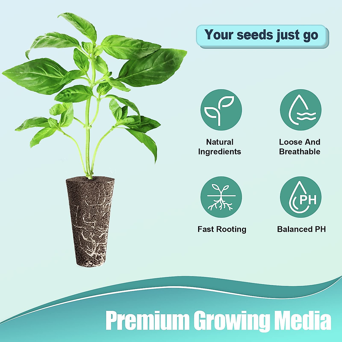 Haligo 100pcs Square Pods for Hydroponics Growing System, 50pcs Square Grow Sponges with 50pcs Pods Labels, Supplies Replacement, Compatible with IDOO, QYO, LYKO (Square)