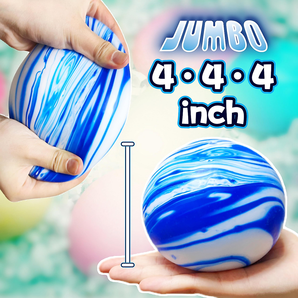 Giant Stress Balls for Kids and Adults - Jumbo Dough Balls Squishy Fidget Toy - Pull, Stretch and Squeeze Stress Ball Squishy Toys, Soft Dough Ball for Relax, Focus, Anxiety Relief (Blue)