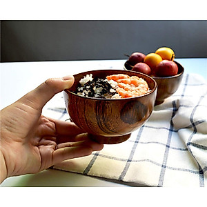 MOTZU 4 Pieces Jujube Wooden Spoons, 2 Pieces Jujube Wooden Bowls, Wood Flatware Cutlery, Tableware Eating Utensils, Grain/Natural Snack Bowl Serving Dish Food Container Tableware Bowl Spoon