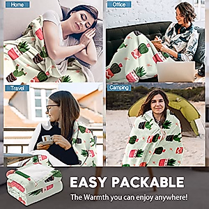 Fleece Throw Blanket for Couch Sofa Bed Office, Comfy Warm Fuzzy Flannel Throw Blanket 50 x 60 in, 350 GSM Soft Microfiber Plush Cozy Blankets Throws for Adult Kids All Season (Cactus)