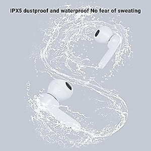 SUN RAIN Wireless Earbuds Bluetooth with Microphone Headphones 5.3 Noise Canceling 30H Playtime IPX5 Waterproof LED Power Display Headset Charging Case for Sports/Work/Game(White)