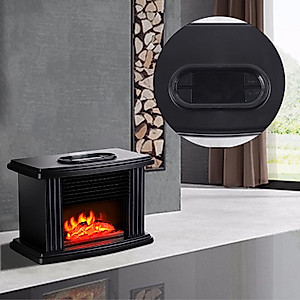 Futchoy Electric Fireplace Stove, Mini Personal Portable Freestanding Fireplace Heater, Realistic Flame Effects, Air Heating Space Warmer Fan Radiator, Overheating Safe Design, 1000W