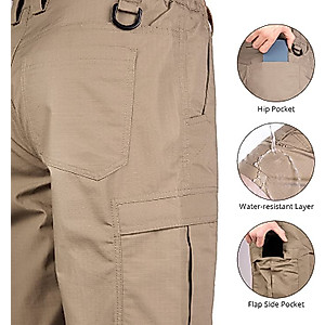 FREE SOLDIER Men's Water Resistant Tactical Hiking Shorts Relaxed Fit Work Cargo Shorts(Classic Brown 30W x 11L)