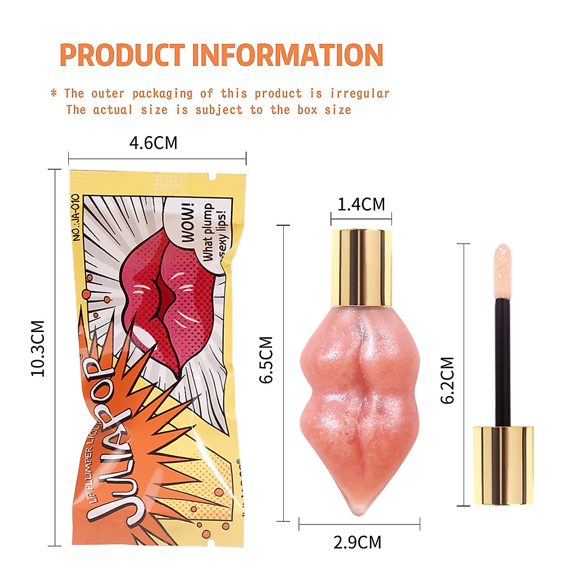 MIESCHER Lip Plumper Gloss Moisturize Hydrating Liquid Lipstick Smooth Wet n Wild Jelly Lip gloss Stick Honey Shine Lip Sexy Red Plumping Lip Best Clear Lip Plumper Balm Liquid Party Disco (Coffee)