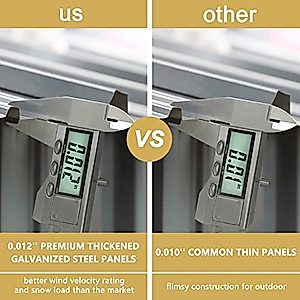 MUPATER Outdoor Storage Shed 4x6 FT, Garden Tool Shed, Metal Lean-to Shed Kit for Backyard Lawn with Lockable Door and Vents, Grey