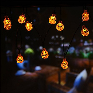 Hann Solar String Lights, 30 LEDs Pumpkin Waterproof Outdoor Halloween String Lights Solar Powered Globe Fairy String Lights for Garden, Yard, Home, Landscape,Christmas Party (2 Pack)