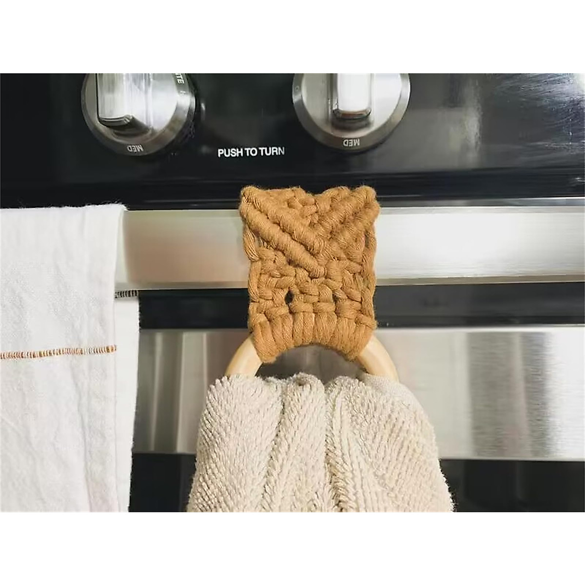 Macrame Kitchen Towel Holder, Macrame Knit Hanging Kitchen Towel Holder, Macrame Towel Holder Ring, Macrame Towel Holder Ring, Macrame Towel Holder