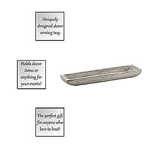 Santa Barbara Design Studio PURE Design Hand Carved Paulownia Wood Serving Tray, 26" x 5.7", Gray Wash