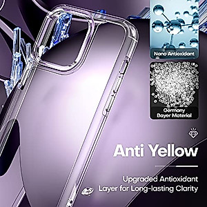 TAURI for iPhone 14 Pro Max Case, [5 in 1] 1X Clear Case [Not-Yellowing] with 2X Tempered Glass Screen Protector + 2X Camera Lens Protector, [Military-Grade Drop Protection] Phone Case 6.7 Inch