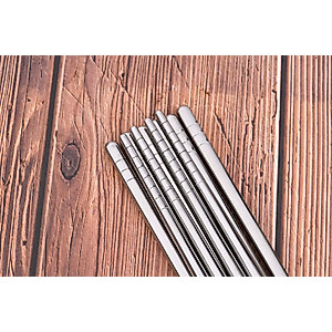 5 Pairs Silver Stainless Steel Chopsticks Reusable Lightweight Metal Chopsticks Dishwasher Safe