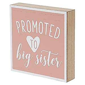 Hanna Roberts Toddler Kids Sibling Reveal Box Sign, 5.9" x 5.9" (Promoted to Big Sister)