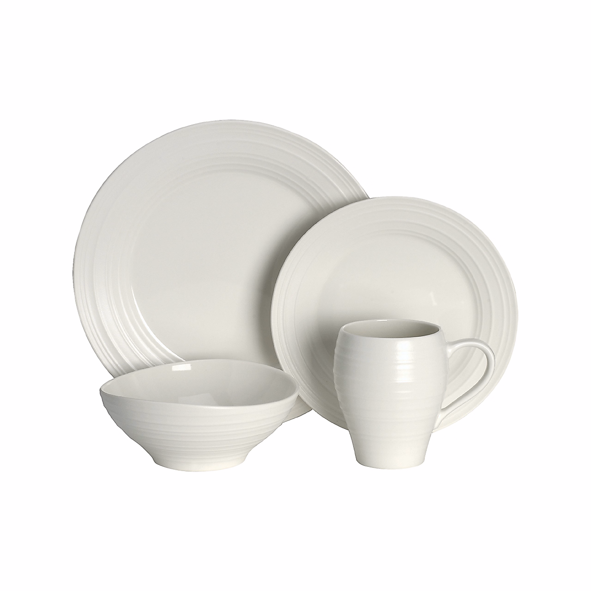 Mikasa Swirl 4 Piece Place Setting, White