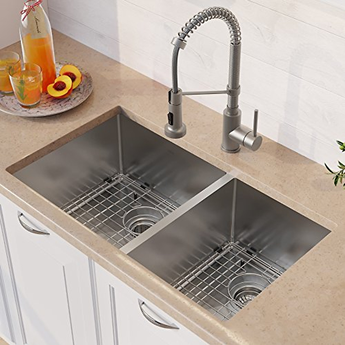 Kraus KHU103-33-1610-53SS Set with Standart PRO Stainless Steel Sink and Bolden Commercial Pull Faucet Kitchen Sink & Faucet Combo, 33 Inch