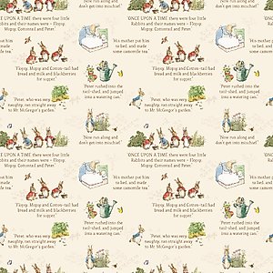The Tale of Peter Rabbit Text Cream Fabric