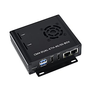 Waveshare Dual Gigabit Ethernet 5G/4G Mini-Computer Compatible with Raspberry Pi Compute Module 4 (NOT Included) with Metal Case and Cooling Fan