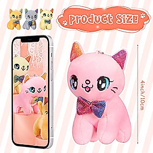 Chalyna 12 Pcs Cute Stuffed Animal Toy 4 Inch Mini Plush Mermaid Tiger Turtle Puppy Pig Alpaca Cat Ornaments Stuffed Doll Keychain Handbag Pendant for Birthday Party Favors DIY Home Decor(Cat Style)